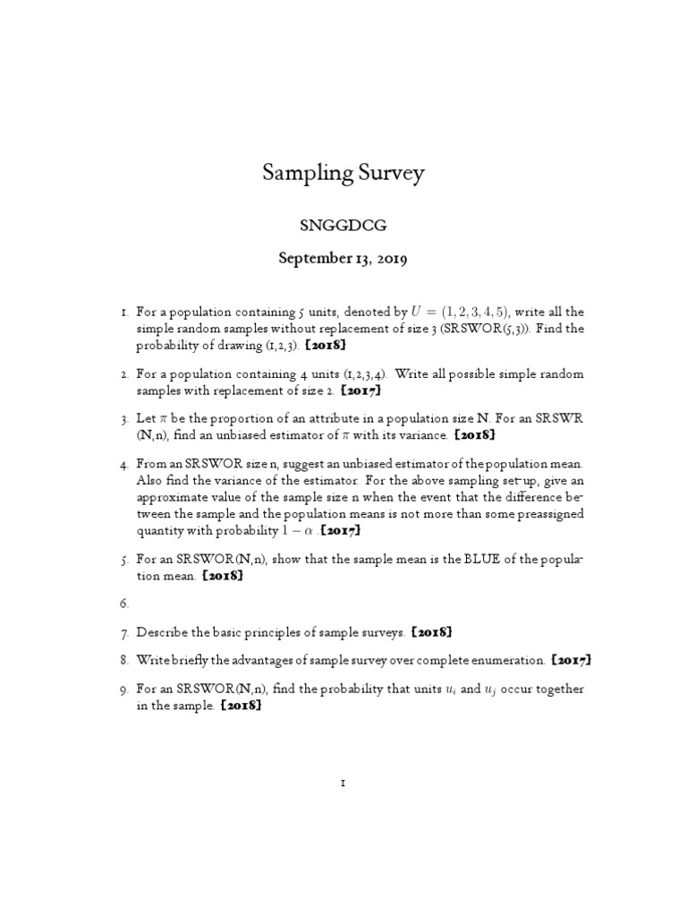 Sampling Survey Techniques and Analysis | PDF