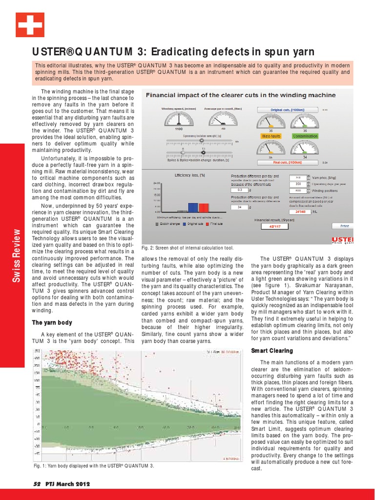 USTER® QUANTUM 3: Eradicating Defects in Spun Yarn | PDF | Yarn | Spinning (Textiles)