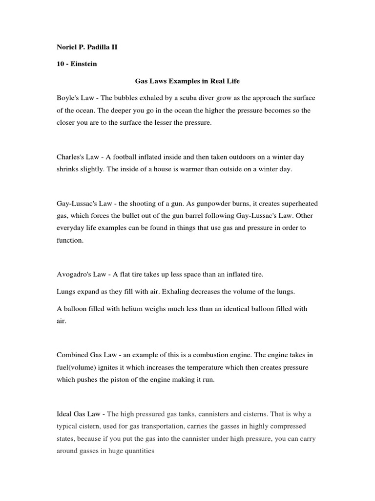 Gas Laws IRL | PDF | Gases | Pressure