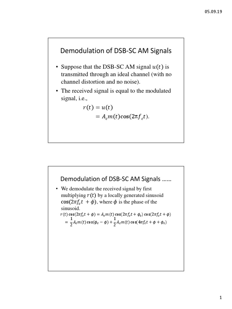 Demodulation of DSB-SC AM Signals | PDF | Signal Processing ...