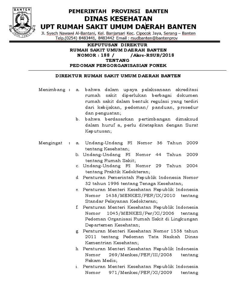 Pedoman Pengorganisasian PONEK RSUD Banten | PDF | Pengembangan Diri ...
