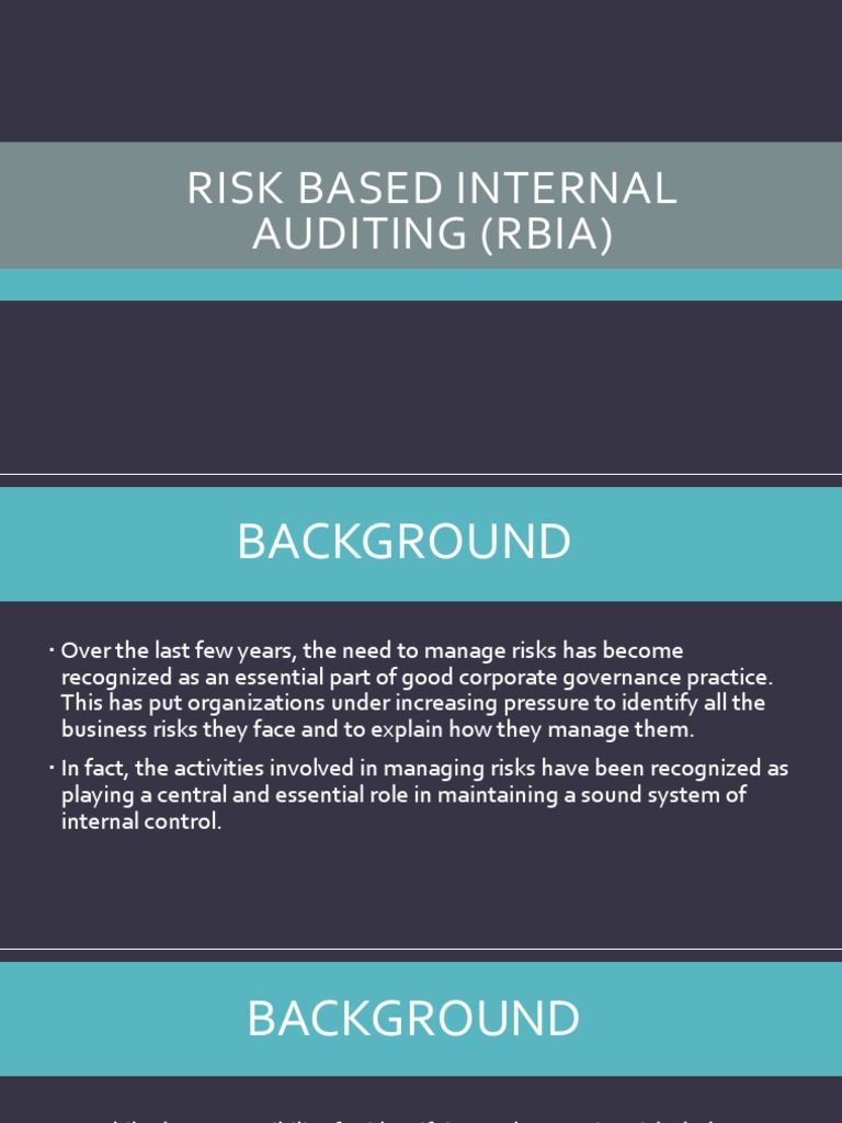 Risk Based Internal Auditing (Rbia) Final | PDF | Risk Management | Internal Audit