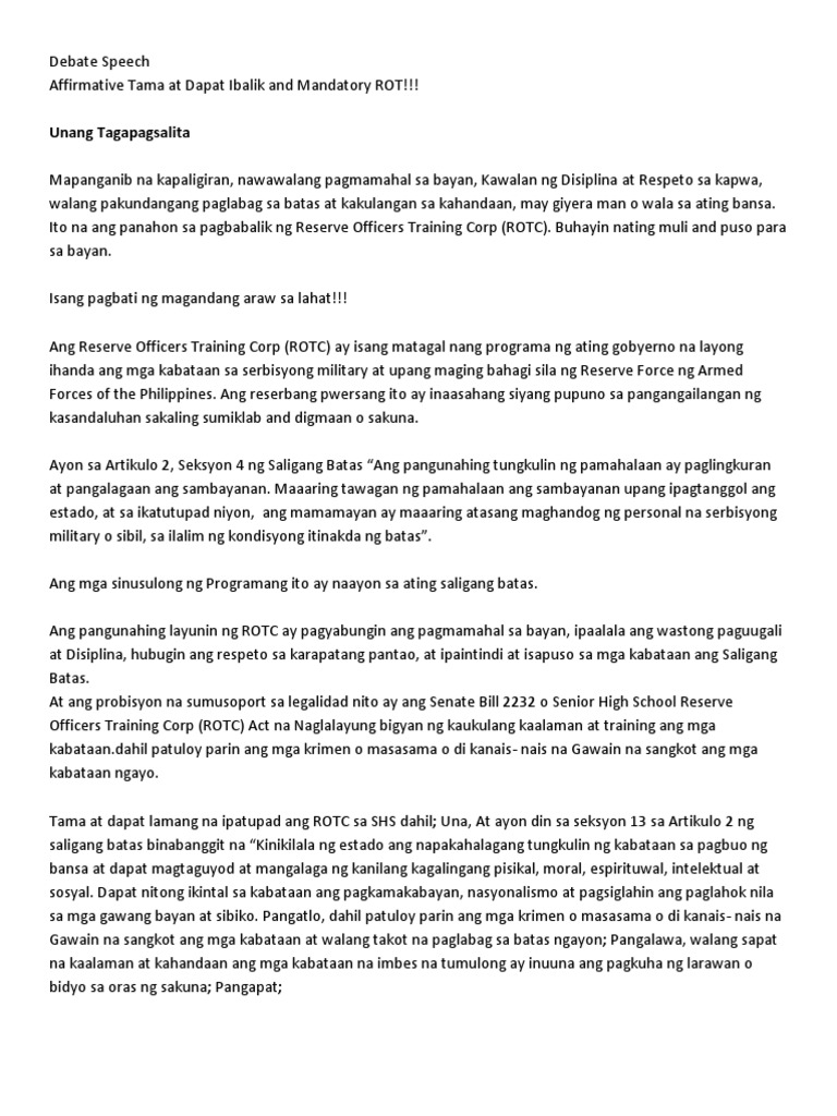 Sample Debate Speech | PDF