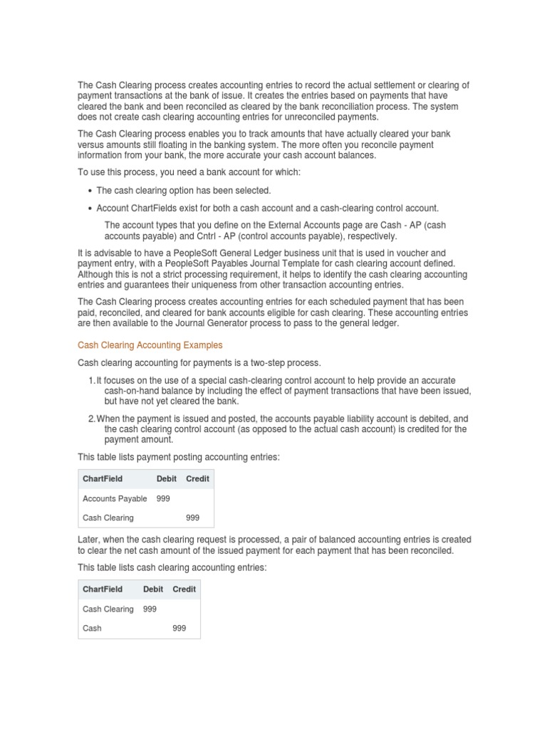 Cash Clearing Accounting Examples: Chartfield Debit Credit | PDF ...