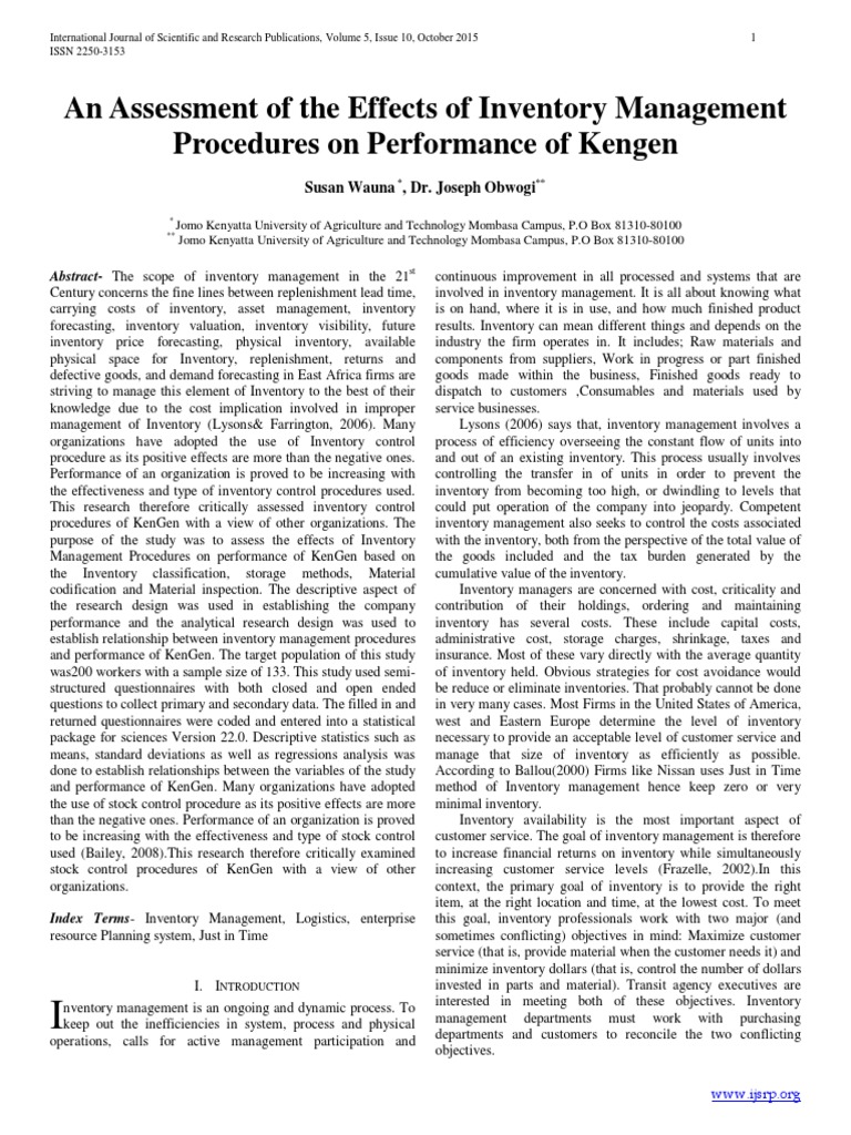 Effects of Inventory | PDF | Inventory | Survey Methodology