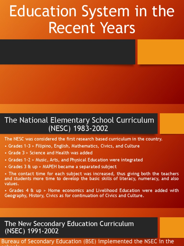 Education System in The Recent Years | PDF | Curriculum | Secondary ...