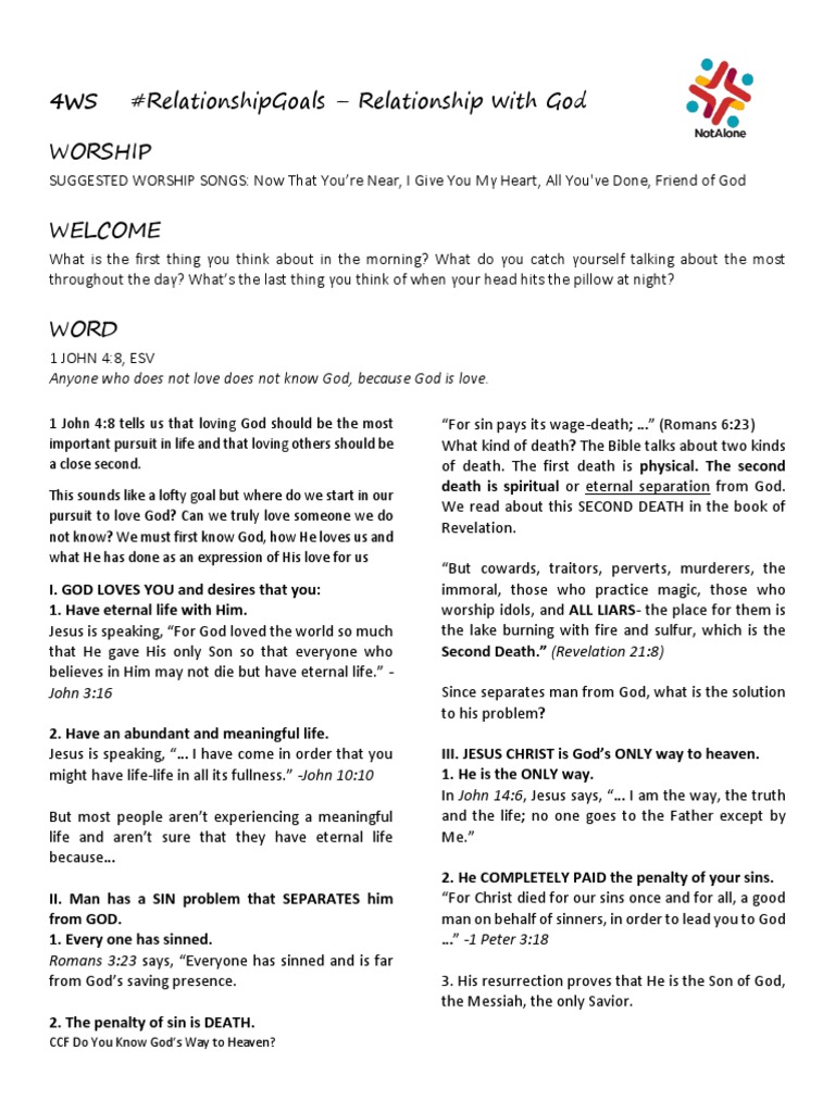 1 RelationshipGoals Relationship With God | PDF | Good Works | Eternal ...