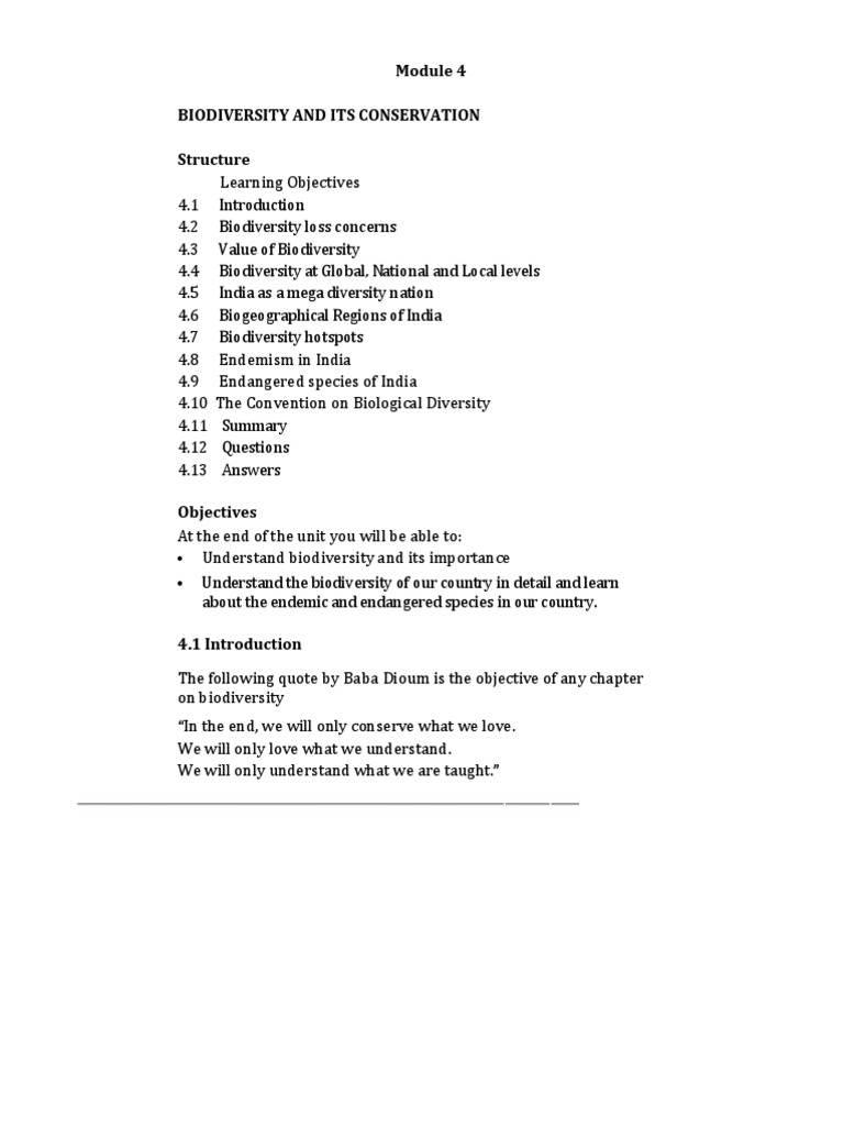 Biodiversity Notes | PDF | Biodiversity | Conservation Biology