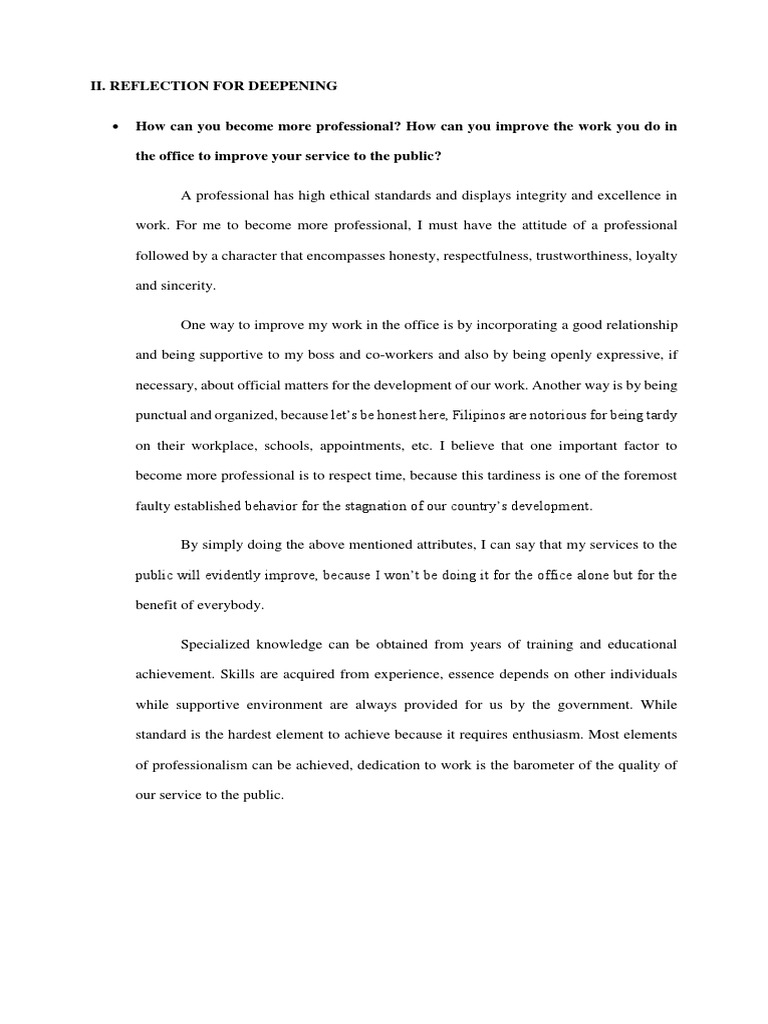 Ii. Reflection For Deepening | PDF