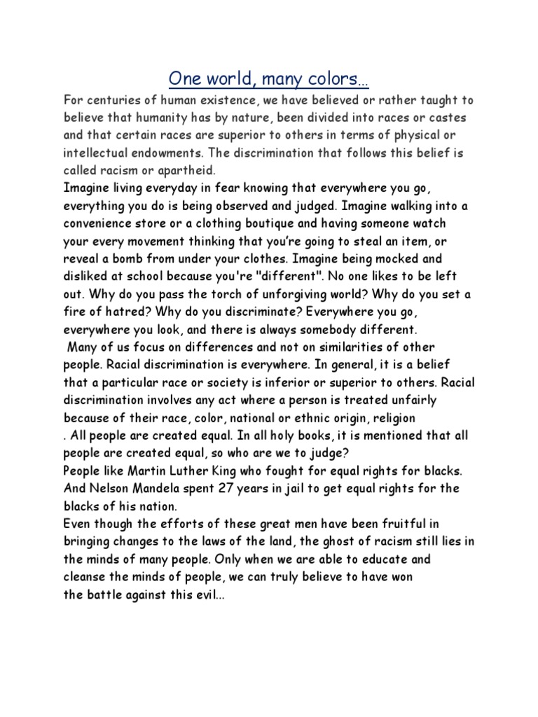 One World, Many Colors.. | PDF