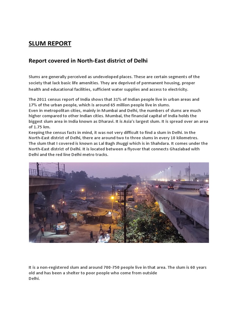 Slum Report: Report Covered in North-East District of Delhi | PDF ...
