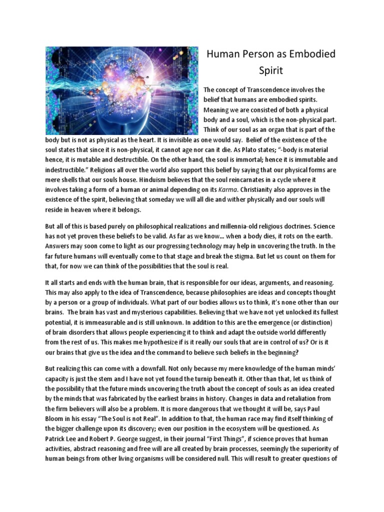 Human As An Embodied Spirit | PDF | Soul | Thought