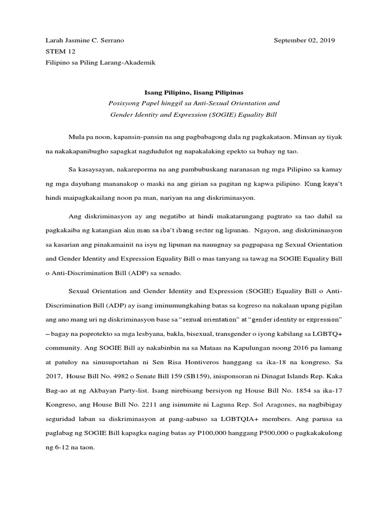 Posisyon Paper | PDF