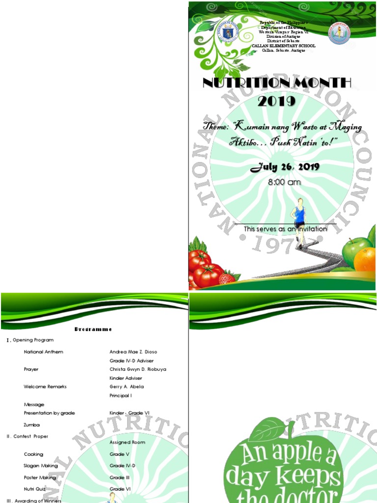 Nutrition Month 2019: Theme: "Kumain Nang Wasto at Maging Aktibo Push ...