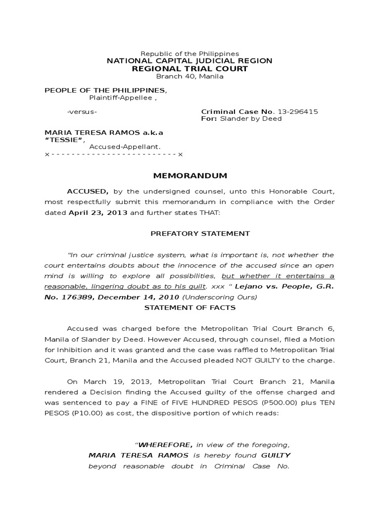 Regional Trial Court: National Capital Judicial Region | Download Free ...