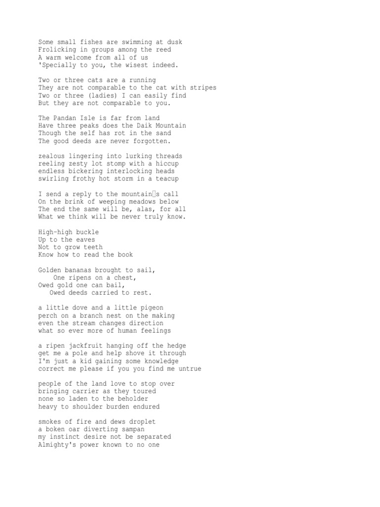 English Pantun: Examples and Themes | PDF