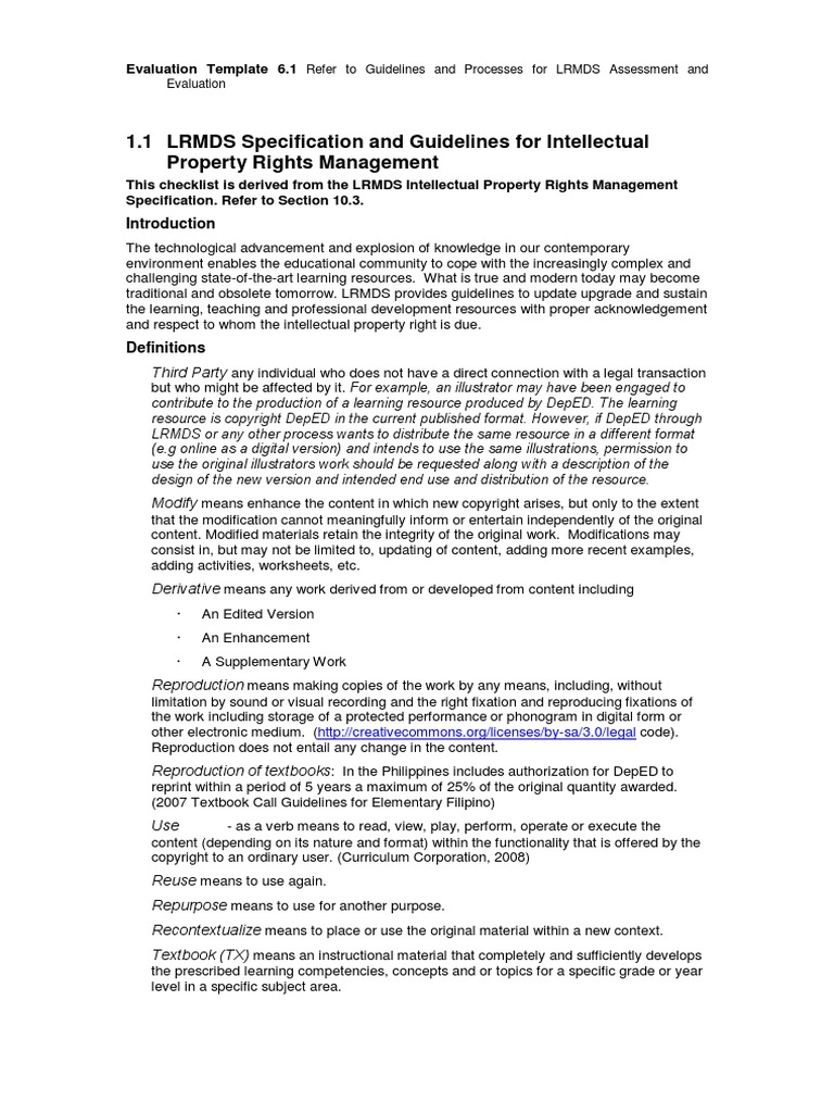 1.1 LRMDS Specification and Guidelines For Intellectual Property Rights ...