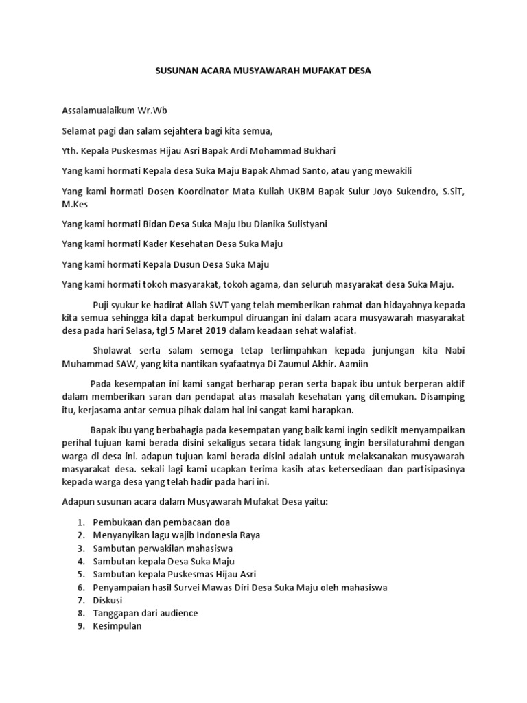 Susunan Acara MMD | PDF