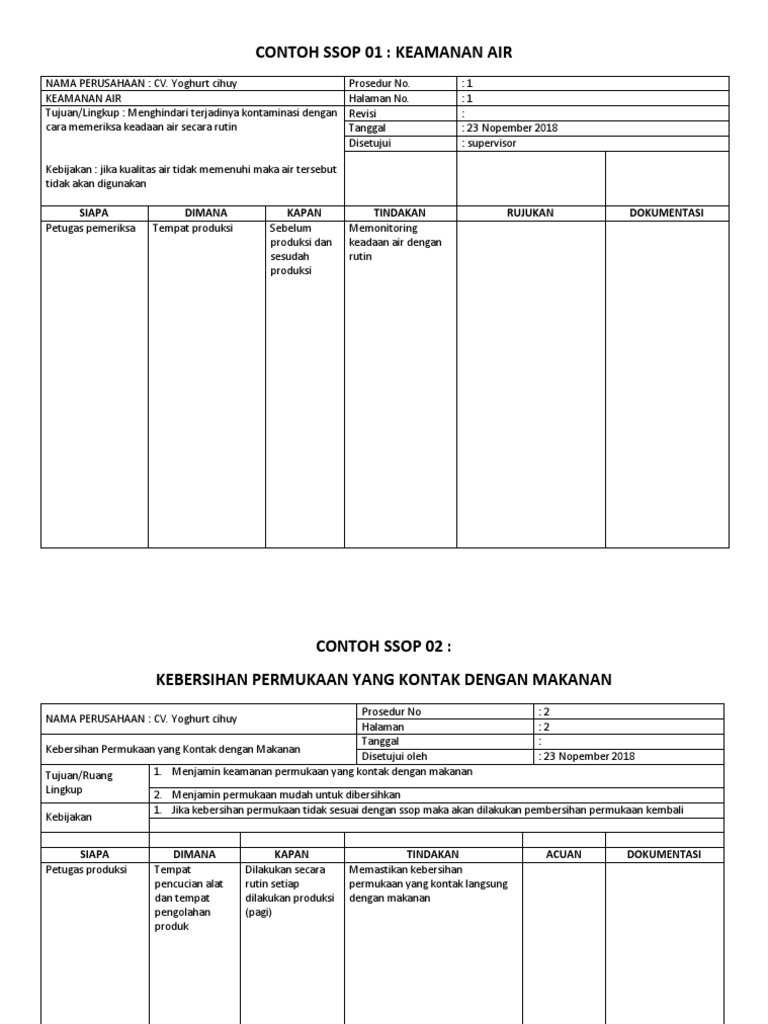 Praktek Penyusunan SSOP Praktikum Hipang Ke 11 | PDF | Teknologi & Rekayasa