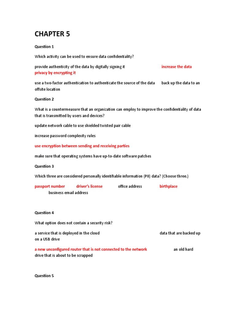 CHAPTER 5 QUIZ QUESTIONS With ANSWERS | PDF | Access Control ...