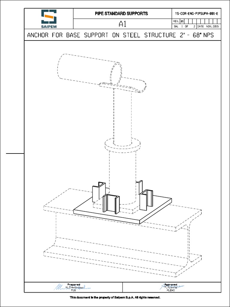 Anchor For Base Support On Steel Structure 2" - 68" NPS: Pipe Standard ...