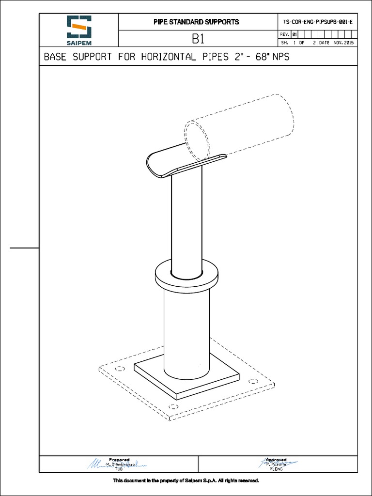 Base Support For Horizontal Pipes 2" - 68" NPS: Pipe Standard Supports ...