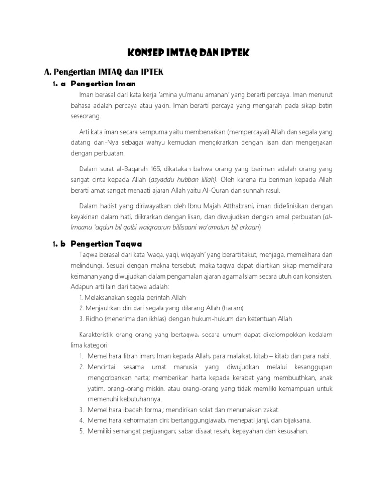 Konsep IMTAQ Dan IPTEK | PDF