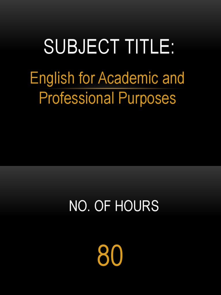 Subject Title:: English For Academic and Professional Purposes | PDF
