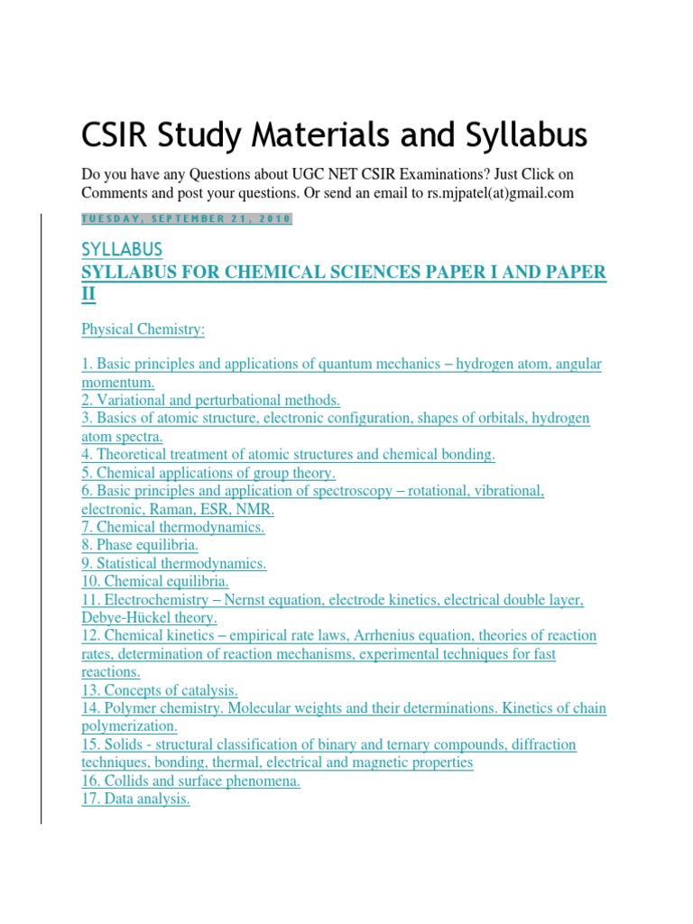 CSIR Study Materials and Syllabus | PDF | Cell (Biology) | Signal ...