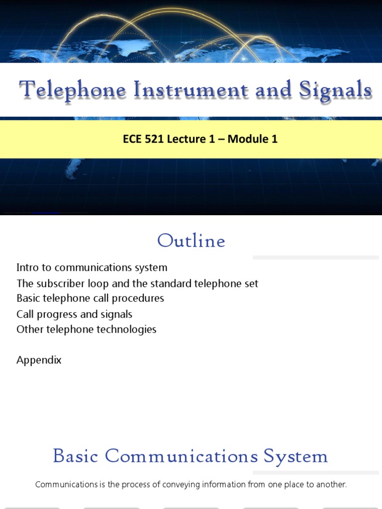 Lecture 1 Telephone Instrument and Signals | PDF | Telephone Exchange ...