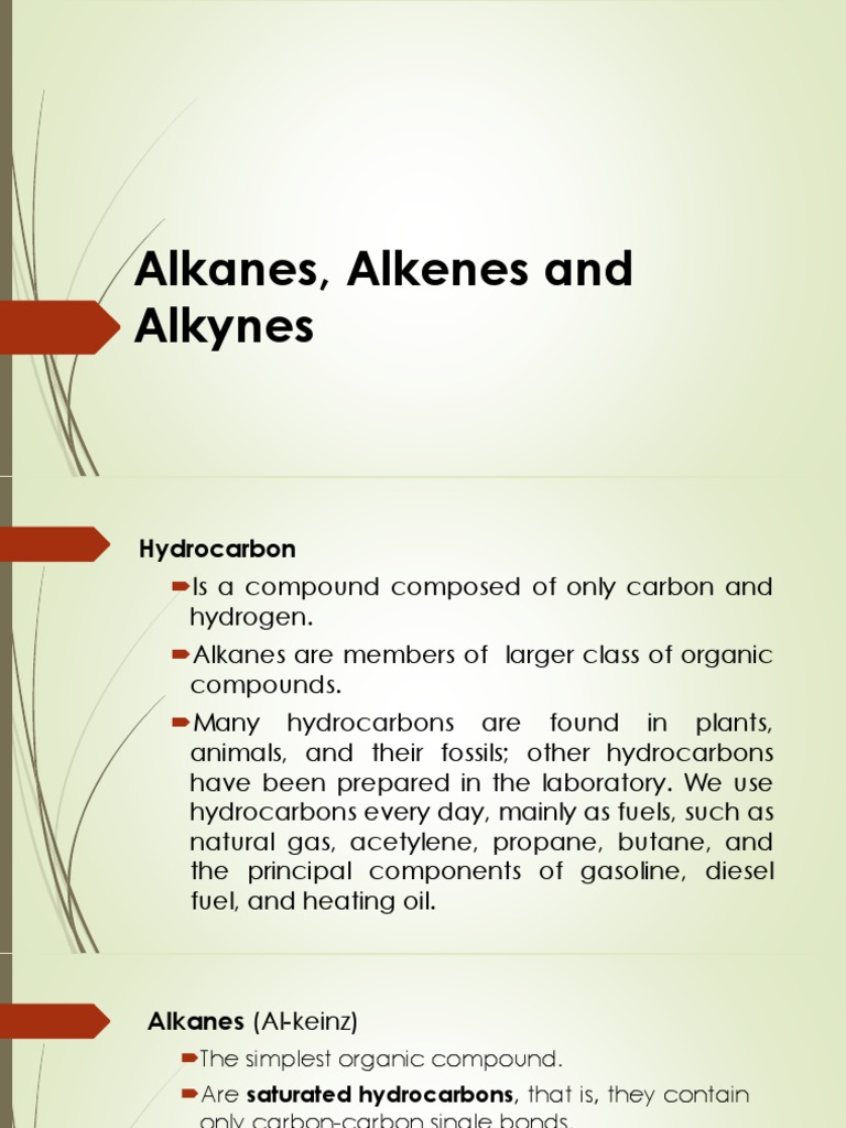Hydrocarbons: Alkanes, Alkenes, Alkynes | PDF | Alkane | Alkene