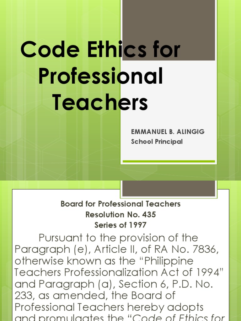 Code of Ethics For Professional Teachers | PDF | U.S. State | Profession