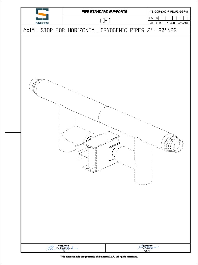 Axial Stop For Horizontal Cryogenic Pipes 2" - 80" NPS: Pipe Standard ...