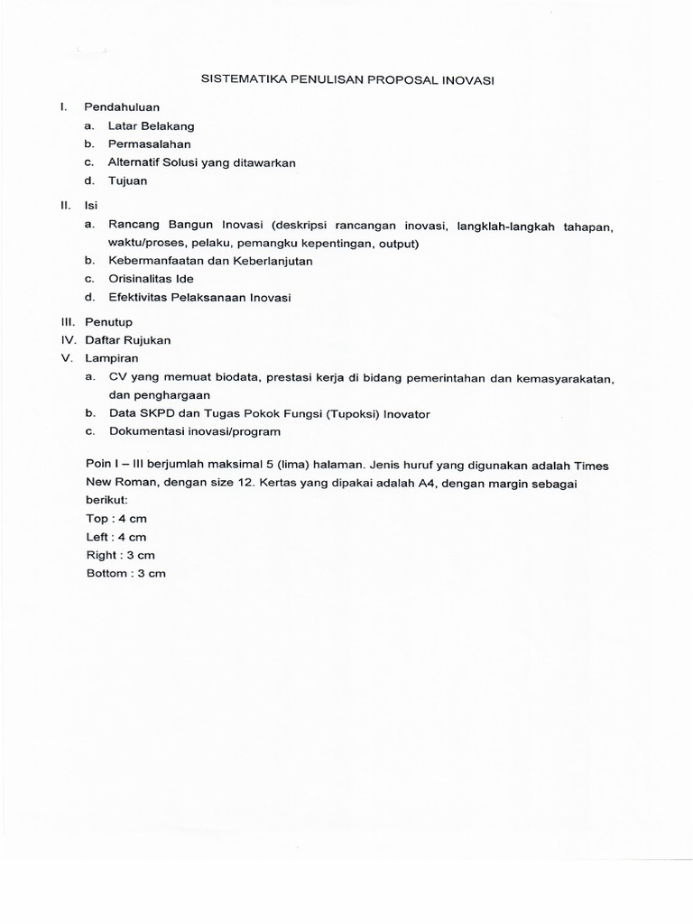 Lampiran 1 Sistematika Penulisan Proposal Inovasi | PDF | Seni