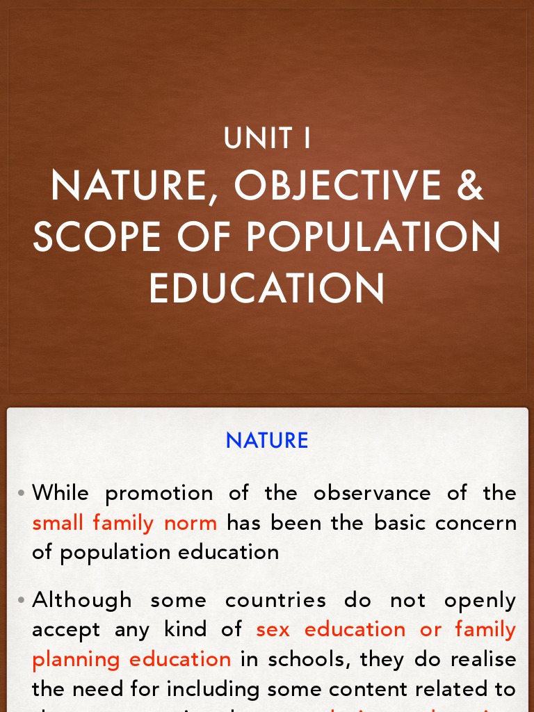 Nature, Objective and Scope of Population Education | PDF | Economic ...