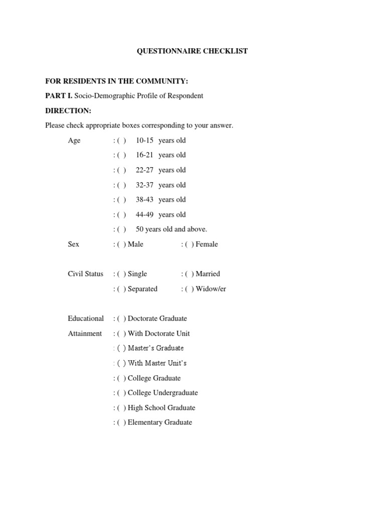 Questionnaire Checklist | PDF | Equality Rights | Lgbt