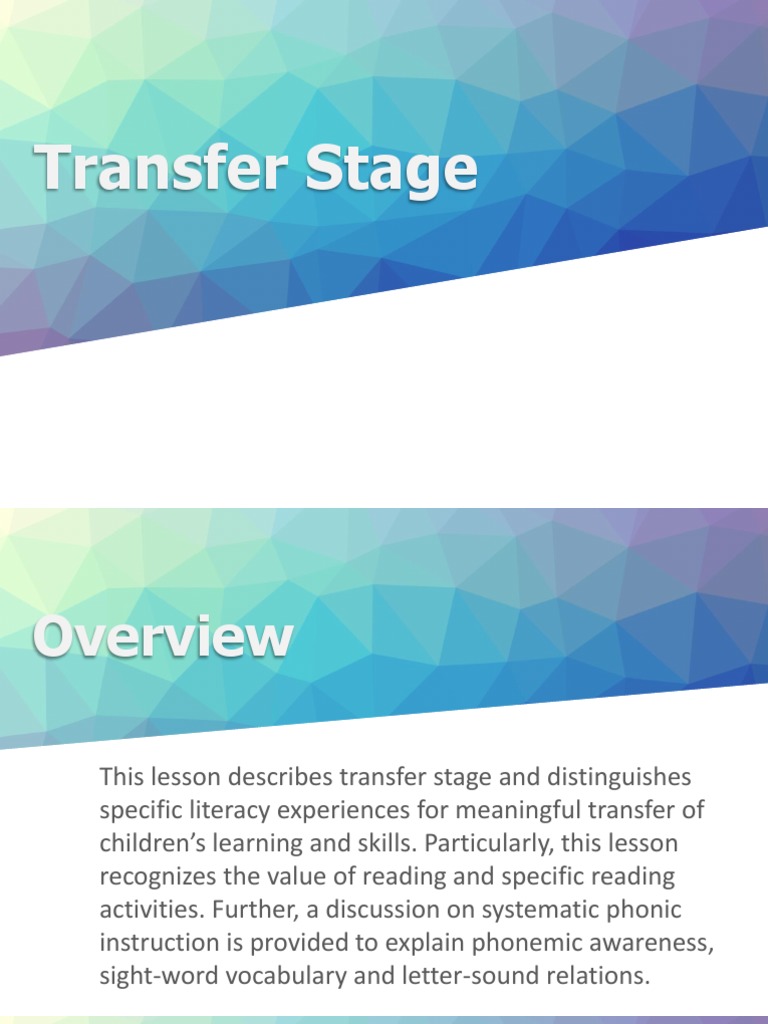 Transfer Stage | PDF | Literacy | Narrative