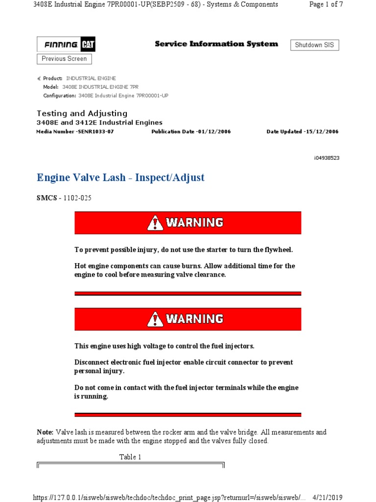 Cat 3400 Adjusting | PDF | Systems Engineering | Vehicles