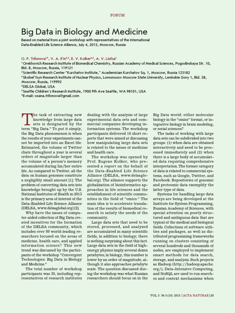 Big Data Biology In Medicine Pdf Big Data Apache Hadoop