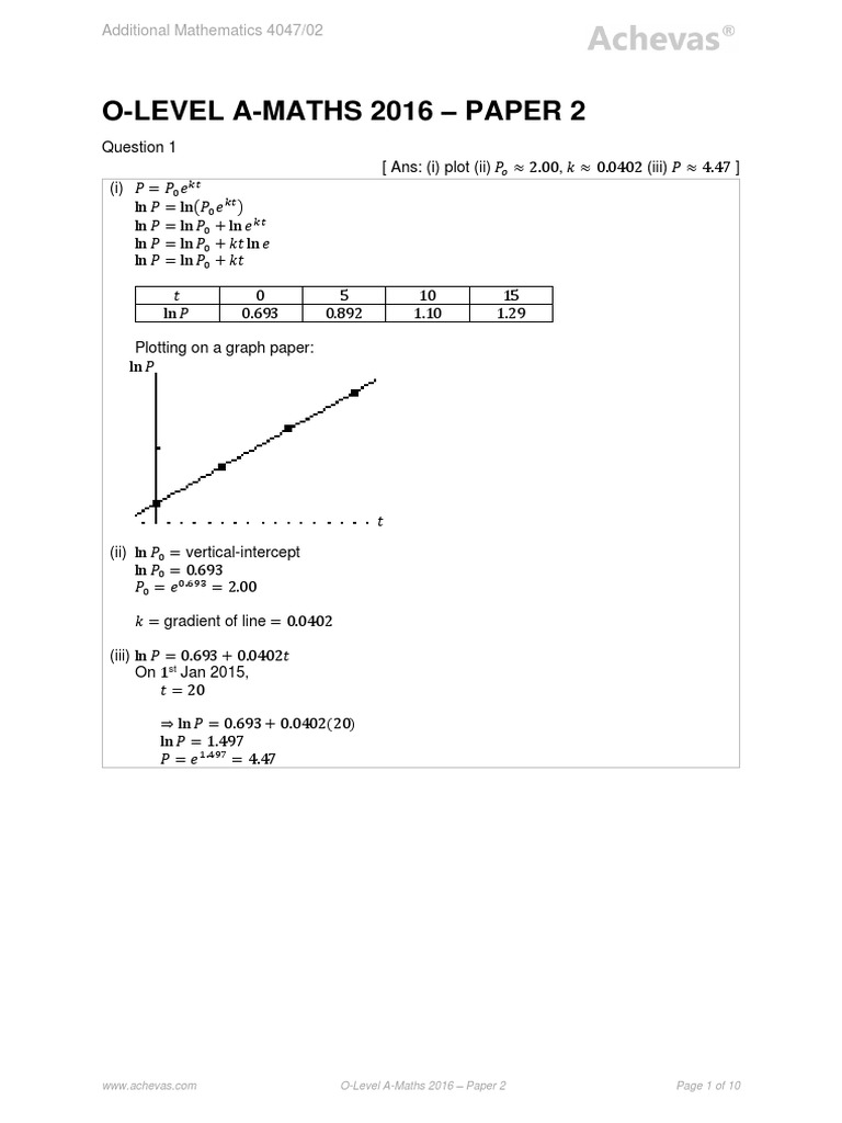 O-Level A-Maths 2016 Paper 2 Solutions | PDF | Trigonometric Functions | Space