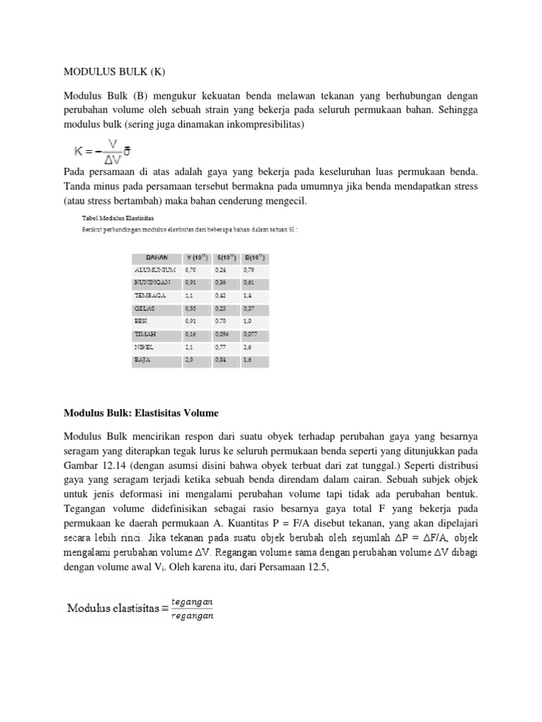 Modulus Bulk | PDF