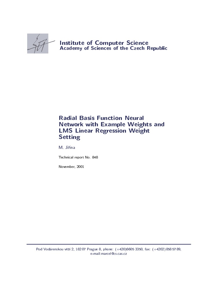 Radial Basis Function Neural Network With Example Weights and Lms Linear Regression Weight ...