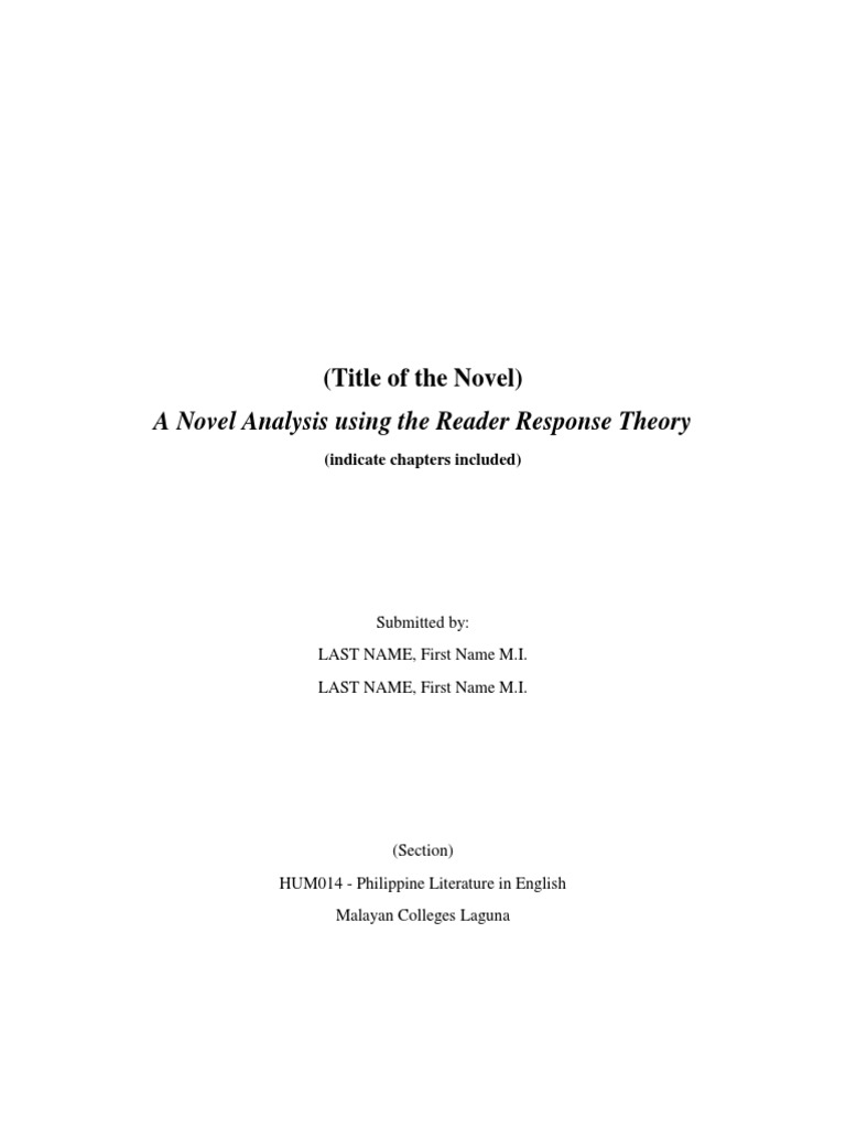 Novel Analysis Format | PDF