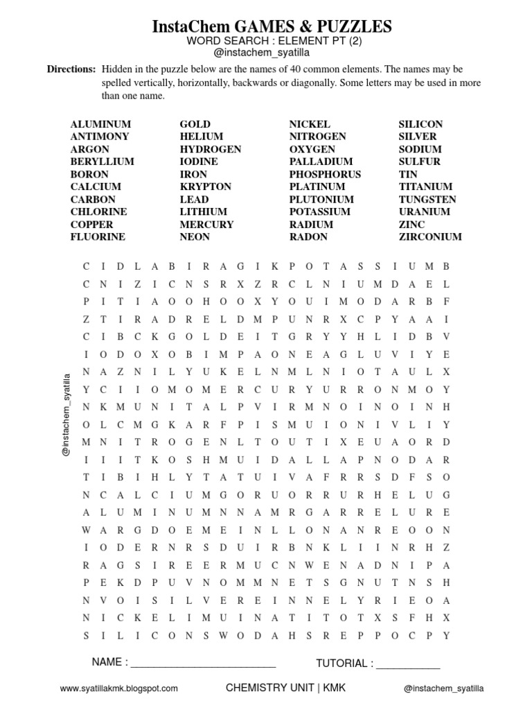 Instachem Games & Puzzles | PDF | Fluorine | Uranium
