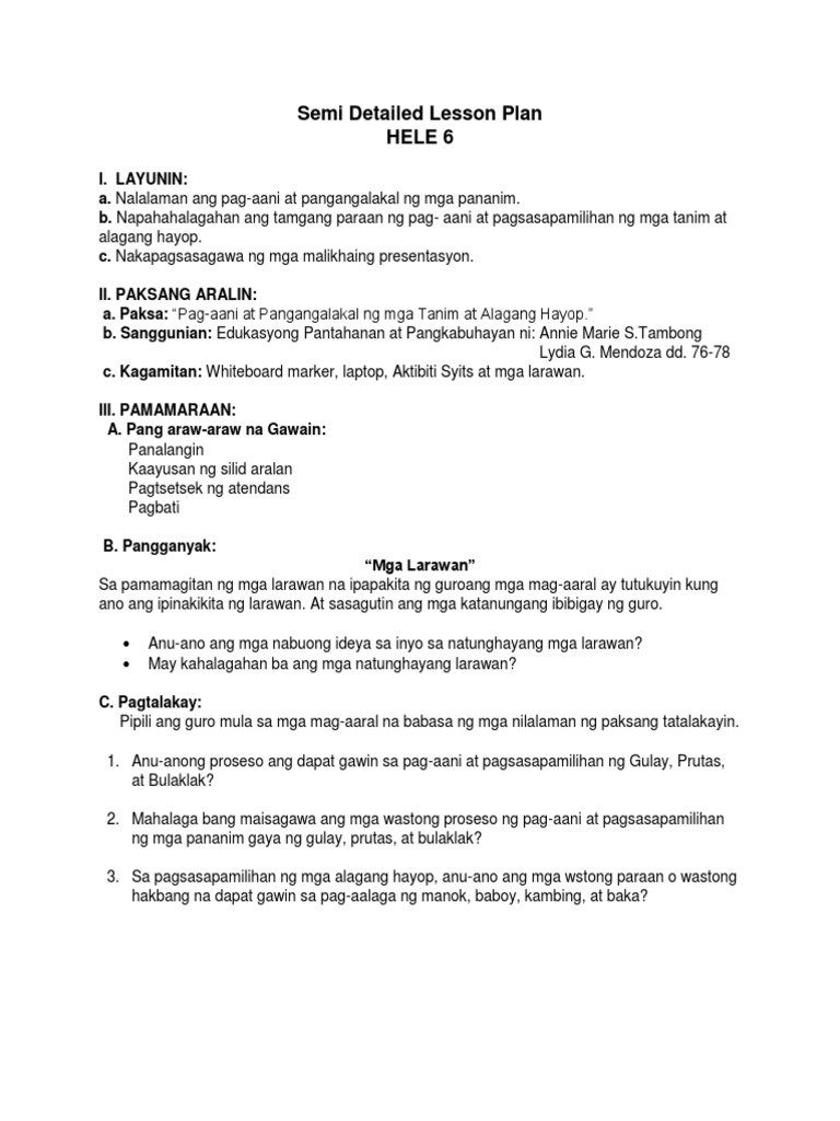 Semi Detailed Lesson Plan | PDF