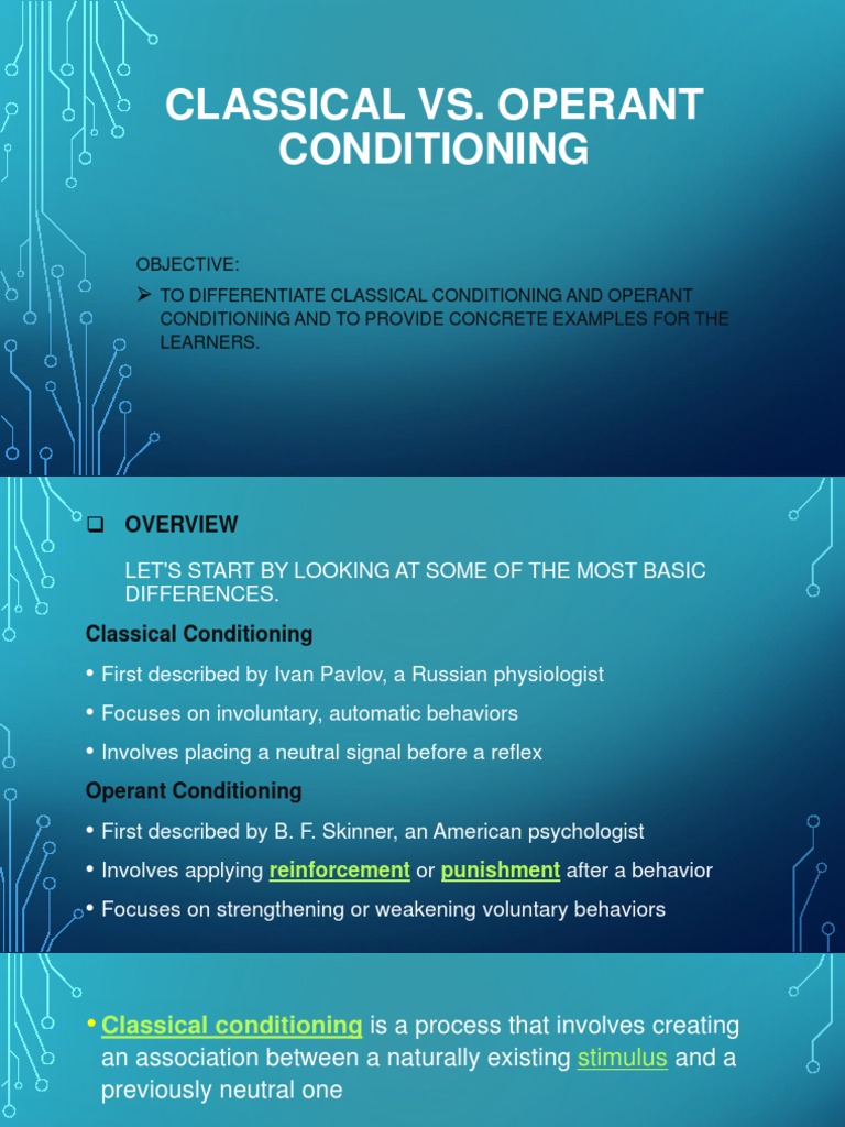 Classical vs Operant Conditioning | Reinforcement | Classical Conditioning