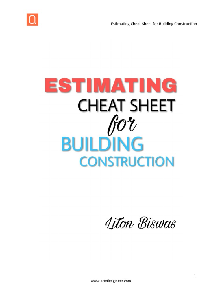 Estimating Cheat Sheet PDF | PDF | Buildings And Structures | Components