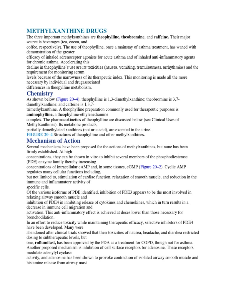 Methylxanthine Drugs: Chemistry | PDF | Caffeine | Asthma