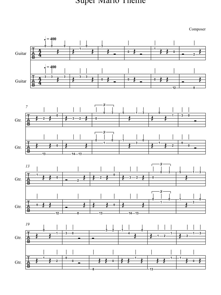 Super Mario Guitar Tabs | PDF | Nintendo | Mario