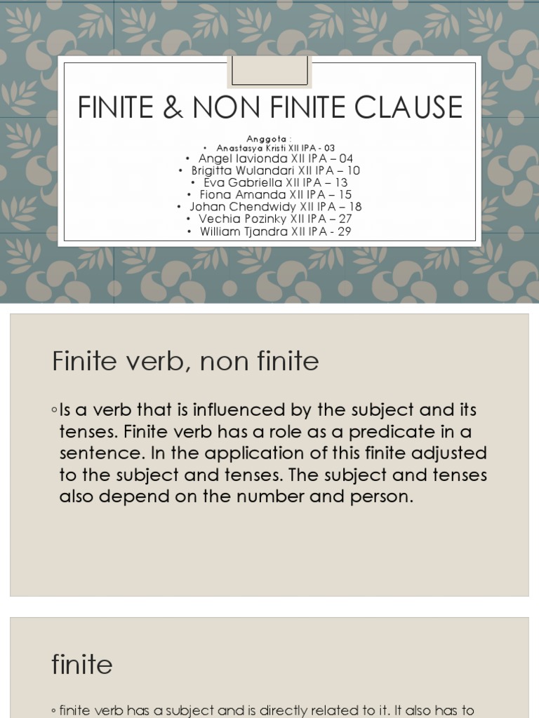Finite & Non Finite Clause | PDF | Verb | Subject (Grammar)